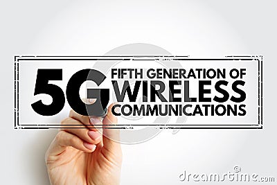 5G - Fifth Generation Of Wireless Communications Text Stamp, Technology ...