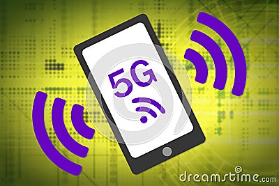 5G Wireless Concept. 5G Smartphone With Wireless Waves Icon ...