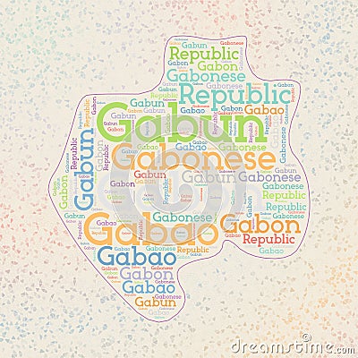 Gabon Shape Whith Country Names Word Cloud In Multiple Languages. Gabon ...