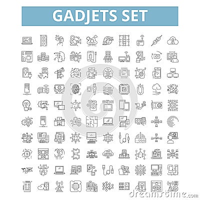 Gadjets Icons, Line Symbols, Web Signs, Vector Set, Isolated ...