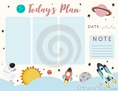 Galaxy Calendar Planner With Planet, Sun, Moon,rocket.Can Use For ...