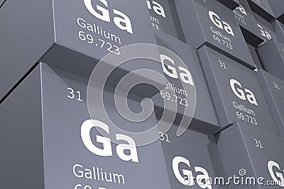 Gallium, 3D Rendering Background Of Cubes Of Symbols Of The Elements Of ...