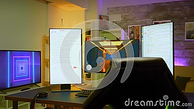 Gaming Chair in Front of Powerful PC for Professional Gamer Stock Video ...