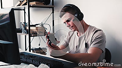 Gaming Tools Looking at Controller Loop New Gadget Stock Video - Video ...