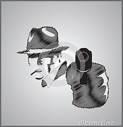 Gangster In Shadow With Gun Vector Illustration | CartoonDealer.com ...