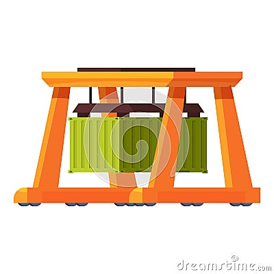 Gantry Crane Lifting Container At Port Terminal Handling Cargo Cartoon ...
