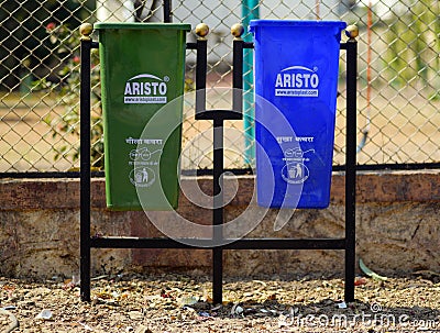 Garbage Bins For Dry And Wet Waste Segregation Editorial Image ...