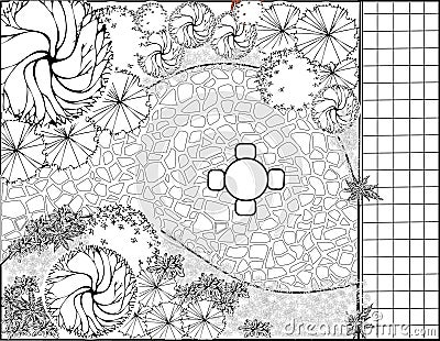 Garden Plan Black And White Stock Photo - Image: 18997570