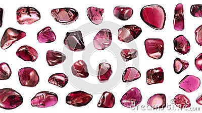 Garnet Jewel Stones Set Texture on Light White Isolated Background ...