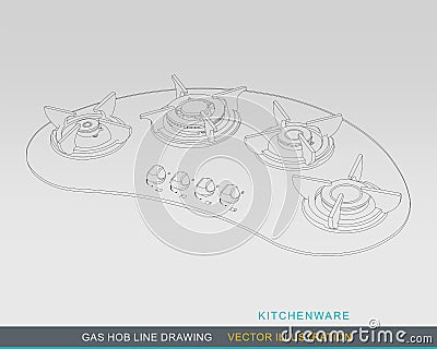 Gas Hob Line Drawing Concept 02 Vector Illustration | CartoonDealer.com ...