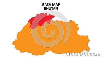Gasa State And Regions Map Highlighted On Bhutan Map Vector ...