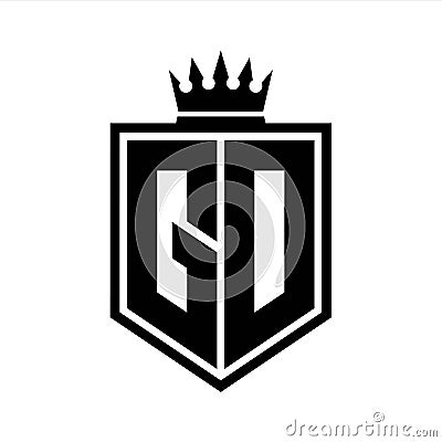 GD Logo Monogram Bold Shield Geometric Shape With Crown Outline Black ...