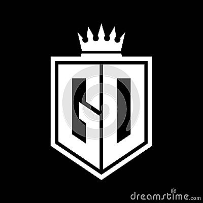 GD Logo Monogram Bold Shield Geometric Shape With Crown Outline Black ...