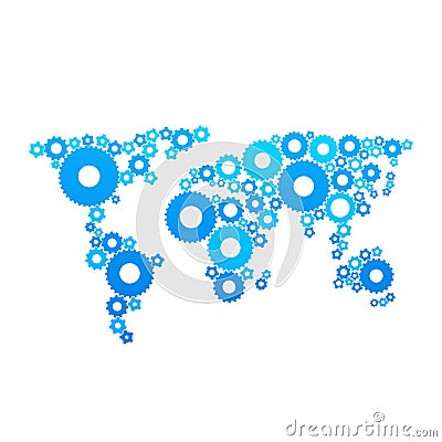 Gear World Map Vector Illustration Isolated On White Background ...