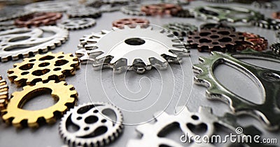 Gears and Cog Symbols of Various Sizes on Grey Surface Stock Footage ...
