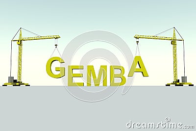 GEMBA Building Concept Crane White Background Royalty-Free Cartoon ...