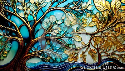 An Artistic Artwork Shows An Embossed Landscape Done With A Design In ...