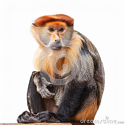 The Rosy-Cheeked Monkey, Isolated On A White Background. Stock ...