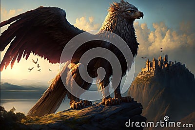 Generative AI Illustration Of Legendary Griffin Also Known As Griffon ...