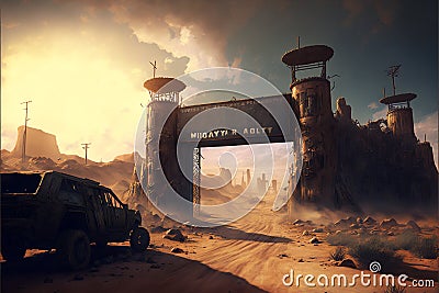 Generative AI Illustration Of Post-apocalyptic Fort Royalty-Free ...