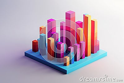 Generative AI Image Of Isometric View Of Colorful Fluctuation Bar Graph ...