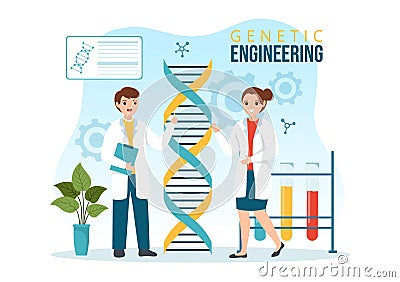 Genetic Engineering And DNA Modifications Illustration With Genetics ...
