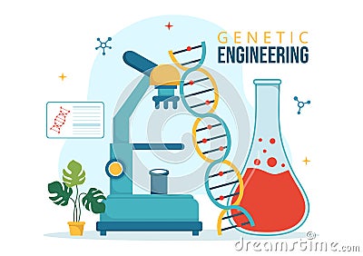 Genetic Engineering And DNA Modifications Illustration With Genetics ...