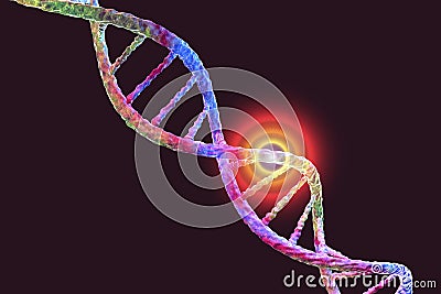 Genetic Mutation, Conceptual 3D Illustration. Double Stranded DNA With ...