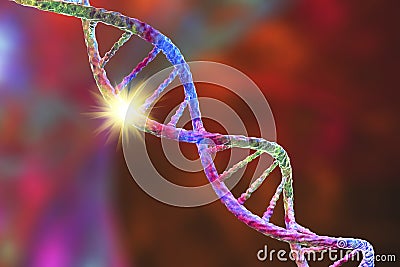 Genetic Mutation, Conceptual 3D Illustration. Double Stranded DNA With ...