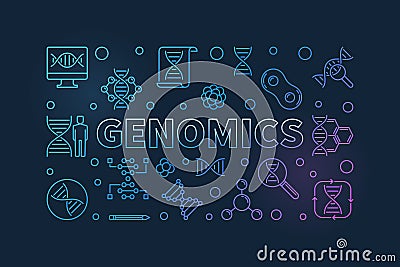 Genomics Vector Colorful Line Banner On Dark Background | CartoonDealer ...