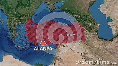 Geolocation of the City of Alanya on the Map Stock Video - Video of ...
