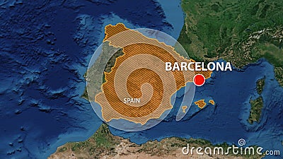 Geolocation of the City of Barcelona on the Map Stock Video - Video of ...