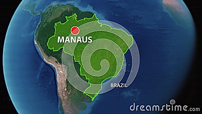 Geolocation of the City of Manaus on the Map Stock Footage - Video of ...