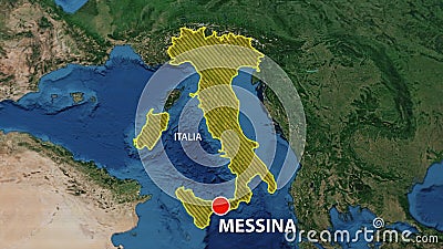 Geolocation of the City of Messina on the Map Stock Video - Video of ...