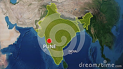 Geolocation of the City of Pune on the Map Stock Footage - Video of ...