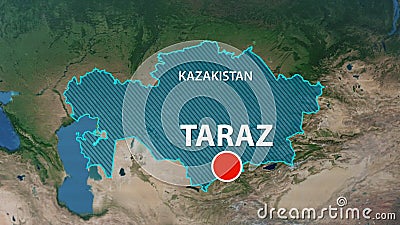 Geolocation of the City of Taraz on the Map Stock Video - Video of ...