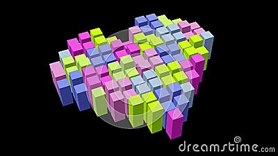 Geometric Heart Divided in Pixel Blocks Going Up and Down without ...