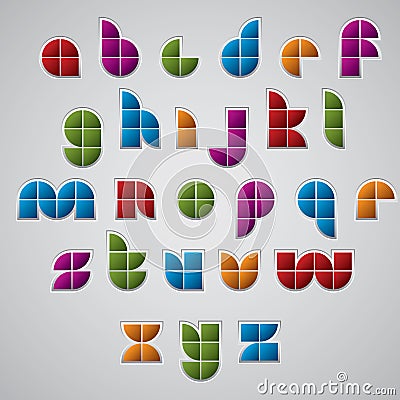 Geometric Modern Style Digital Letters Alphabet Made With Square Stock ...