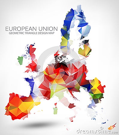 GEOMETRIC TRIANGLE DESIGN MAP OF THE EUROPEAN UNION Stock Vector ...