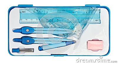 Geometry Set With Compass, Ruler And Protractor Royalty Free Stock ...