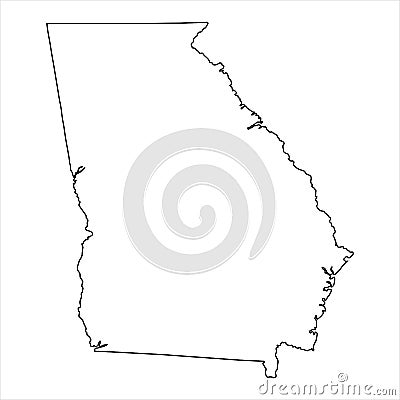 Georgia GA State Border USA Map Outline Vector Illustration ...