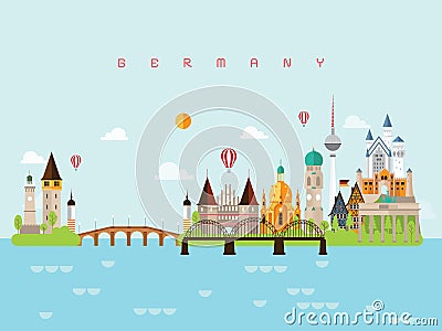 Germany Landmarks Travel And Journey Vector | CartoonDealer.com #74475996