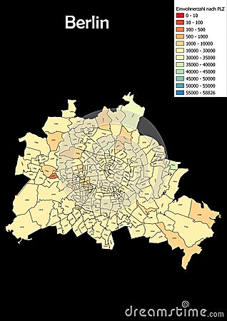 Germany Map Population By Zip Code Map Of Federal State Berlin Stock ...
