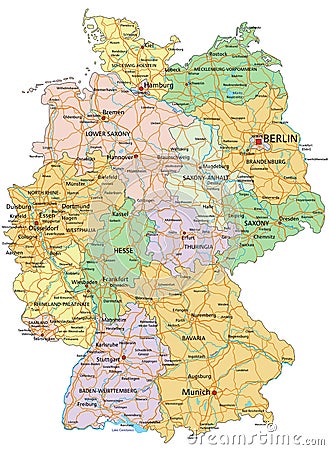 Germany - Highly Detailed Editable Political Map With Separated Layers ...