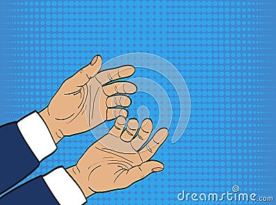 Gesture Open Palms.Two Hands Gives Or Receives. Retro Style Pop Vector ...