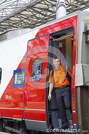 Getting Off A Train Royalty Free Stock Image - Image: 2643986