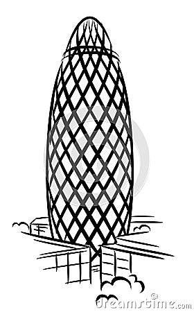 Gherkin Skyscraper Vector Illustration | CartoonDealer.com #19774182