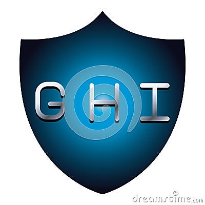 GHI Alphabet Font Letters Blue Security Shield Symbol Vector ...