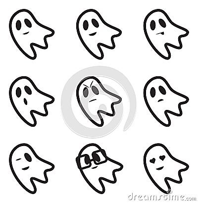 Ghost Face Expressions Icons Stock Image - Image: 37497251