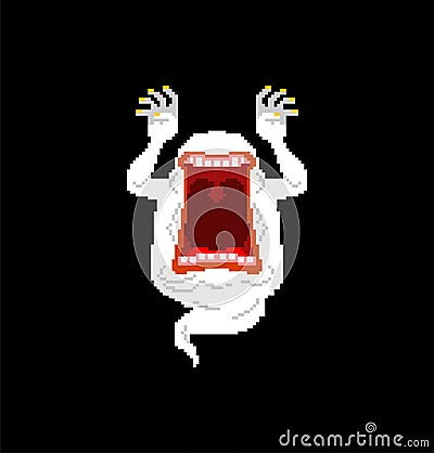 Ghost Pixel Art For Halloween. 8 Bit Phantom. Vector Illustration ...